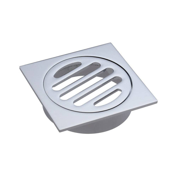 Square Floor Waste Round 80mm, Chrome — QEBS